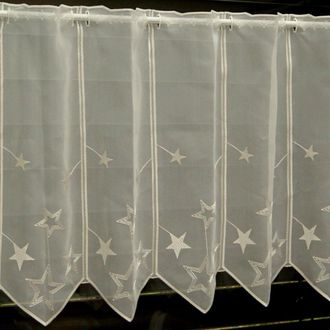 Heimtexland Scheibengardine nach Maß edel bestickt mit Sternen in champagner - Höhe 30 cm - Breite der Gardine durch Stückzahl in 32 cm Schritten wählbar - Weihna