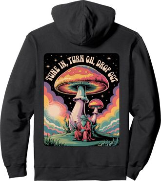 Shinkai Cosmic Vibes im Retro-Stil mit psychedelischen Pilzen Pullover Hoodie