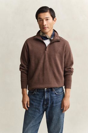 GANT Herren Sacker Rib Sweatshirt mit Rei&szlig;verschlusskragen (XXXL) DARK Braun MELANGE