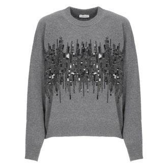 PESERICO Rundhals-Pullover mit Pailletten - - Knitwear - Damen - Grau - L
