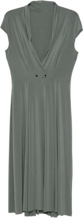 Alberta Ferretti Femme, Robes, Vert, Taille: 44 FR V-neck Pleat-Detail Dress