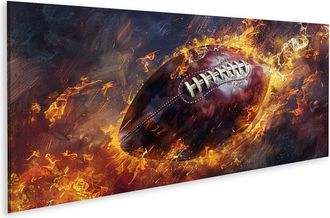Islandburner Bild auf Leinwand Feuriger American Football Kunstwerk Bilder Wandbilder Poster