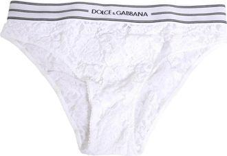 Dolce & Gabbana Femme, Sous-v&ecirc;tements, Blanc, Taille: 42 FR Lace Slip Brief
