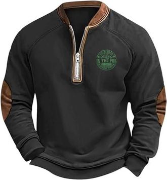 Generic Pull &agrave; fermeture &eacute;clair quart pour homme St Patrick T-shirt amusant tr&egrave;fle imprim&eacute; &agrave; manches longues pour homme Pull de printemps d&eacute;contract&eacute; fermetur