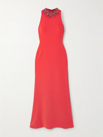 Jenny Packham Eclipse Robe Aus Cr&ecirc;pe Mit Kristallen Und Zierperlen - Rot