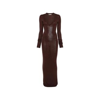 Entire studios V-Ausschnitt Langarmkleid - - Dresses - Damen - Braun - S