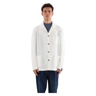 Santaniello Boucle Blazer im Leichten Stil - - Jackets - Herren - Wei&szlig; - M