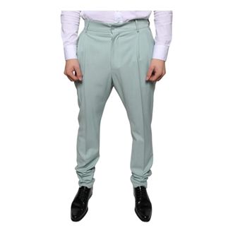 Dolce & Gabbana Mintgr&uuml;ne Skinny Dress Pants mit Logo - - Trousers - Herren - Gr&uuml;n - M