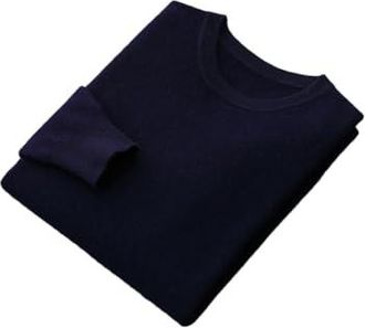 Generic Pull &agrave; col rond en laine m&eacute;lang&eacute;e pour homme - Pull fin de couleur unie - Hauts simples et polyvalents, bleu marine, S