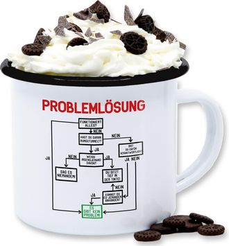 Shirtracer Emaille Blechtasse - Statement - Tasse Problemlösung I Bürotassen I Tasse mit Spruch Lustig Arbeit Sprüche I Witzig Tasse Arbeitskollege I Job I Büro 