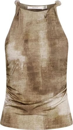 Gestuz Femme, Tops, Brun, Taille: 42 FR Haut Court en Denim Sauge Argentée