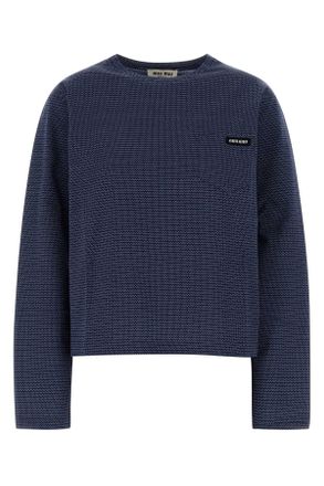 Miu Miu Two-Tone Jersey T-Shirt - Navy