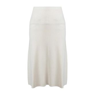 Patrizia Pepe Essential Jupe Tricot&eacute;e Mi-longue - Femme - Jupes - Blanc - Taille: 36 FR