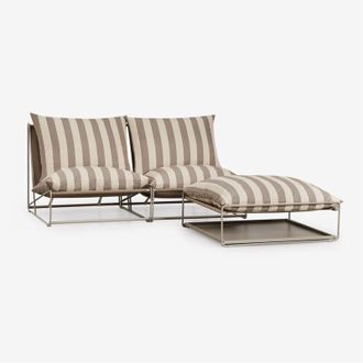 Sklum Sklum - Amaro 2-teiliges modulares Gartensofa und umwandelbarer Ottoman Braun Tapioca - Braun Mokka
