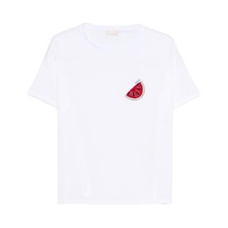 Liu Jo Femme, Tops, Blanc, Taille: 38 FR Crewneck T-Shirt