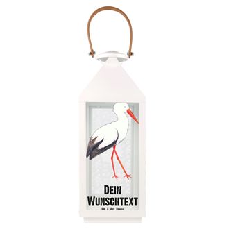 Mr. & Mrs. Panda Personalisierte Deko Laterne Storch L - Geschenke, Schwangerschaft, Gartenlaterne Personalisiert, Windlicht, Lustige Spr&uuml;che, Mutter, Lichterkettenlat