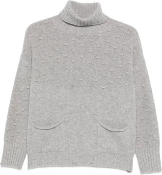 Tabaroni Cashmere Strukturierter Rollkragenpullover - Grau