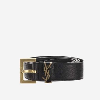 Saint Laurent Womens Leather Belt Black Calfskin
