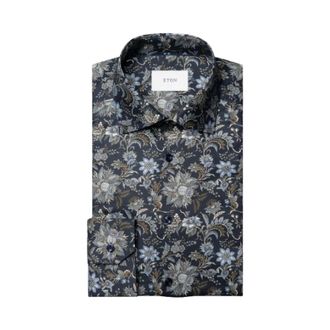 Eton Homme, Chemises, Multicolore, Taille: XL Chemise Slim-Fit en Serg&eacute; Imprim&eacute; Floral