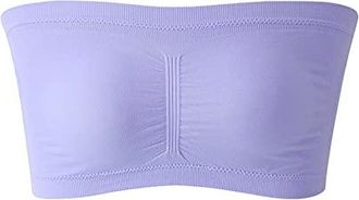 Generic 2026 Soutien-gorge sans bretelles pour femme, couleur unie, style ligne A, grande taille, violet, XXL