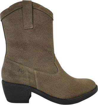 Jack Wills Dalida Westernstiefel f&uuml;r Damen, Wildleder, Blockabsatz (Braungrau)