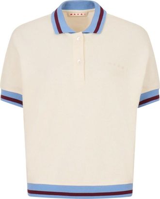 Marni Femme, Tops, Blanc, Taille: 38 FR Polo &agrave; Manches Courtes en Piqu&eacute;