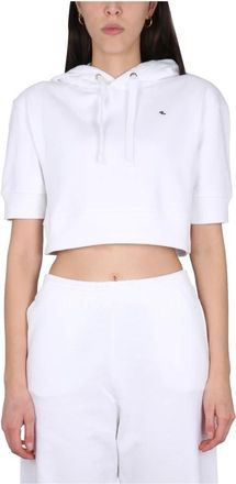 Raf Simons Femme, Sweatshirts et sweats &agrave; capuche, Blanc, Taille: 38 FR Sweat &agrave; capuche court &agrave; manches courtes