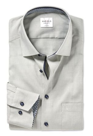 Marvelis Herren Oberhemd Langarm Dern-Fit,Twill,13 New Kent,Oliv 47,44