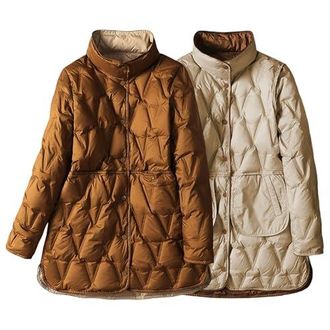 Generic Doudoune matelass&eacute;e r&eacute;versible l&eacute;g&egrave;re pour femme, veste dhiver surdimensionn&eacute;e d&eacute;contract&eacute;e avec poches, marron, 5XL