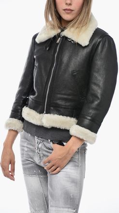 Dsquared2 Leather Jacket with Shearling Details Dsquared2