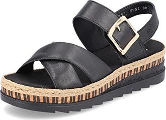 Rieker Femme Sandales V7951, Dame Sandales Fines,Chaussure d&eacute;t&eacute;,Sandale d&eacute;t&eacute;,Confortable,Plate,Noir (Schwarz / 00),40 EU / 6.5 UK