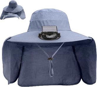 Generico Chapeau de ventilateur solaire &agrave; bord large - Chapeau avec ventilateurs | Visura solaire solaire Refroidissement portable Cappo Sunga | Chapeau Safari