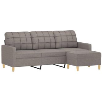 vidaXL Vidaxl - Canap&eacute; &agrave; 3 places avec repose-pieds Taupe 180 cm Tissu