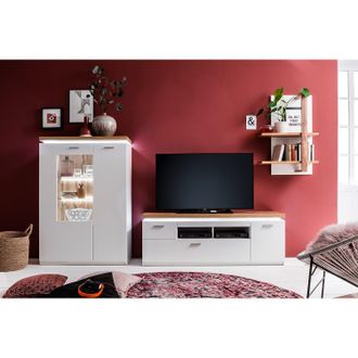 Loftscape home24 Wohnwand II 3-teilig Front & Korpus: Spanplatte, beschichtet R&uuml;ckwand: HDF Hochdichte Holzfaserplatte, beschichtet Griffe: Metall, lackiert