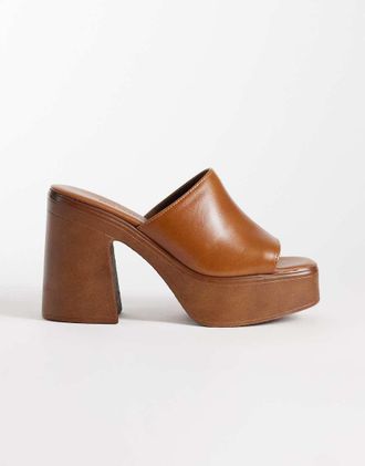 Free People Zoe - Chaussures &agrave; plateforme en cuir - Ch&acirc;taigne-Marron