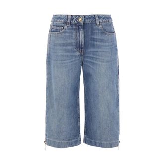 Elisabetta Franchi Femme, Shorts, Bleu, Taille: W27 Bermuda Denim Logo Bolsillo