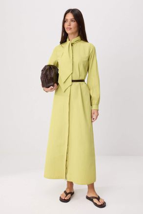 Trendyol Modest Maxikleid, einfarbig, casual Skater-L&auml;nge, Damen - Gr&uuml;n