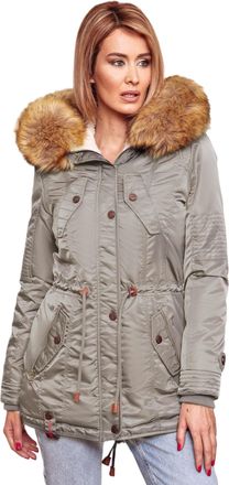 Navahoo warme Damen Winter Jacke Teddyfell Winterjacke Parka Mantel B399 [B399-LaViva-Zink-Grau-Gr.S]