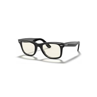 Ray-Ban Wayfarer Clear Evolve Sonnenbrillen Schwarz Gl&auml;nzend Fassung Grau Glas 50-22