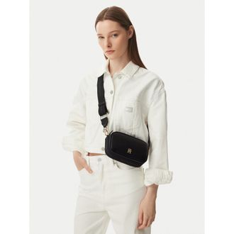 Tommy Hilfiger Handtasche Tommy Hilfiger Th Logotape Camera Bag AW0AW18741 Schwarz