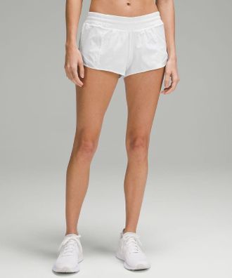lululemon Hotty Hot Shorts mit Liner und niedrigem Bund f&uuml;r Frauen - 6 cm - Gr&ouml;&szlig;e 12 in White