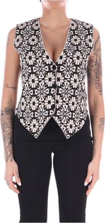 Akep Femme, Vestes, Noir, Taille: 40 FR Slim Buttoned Vest
