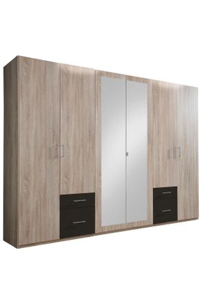 MID.YOU Mid.you Drehtürenschrank Wimex Freiburg, Graphit, Eiche, Kunststoff, 3 Fächer, 4 Schubladen, 270x210x58 cm, in verschiedenen Größen erhältlich, Holzde