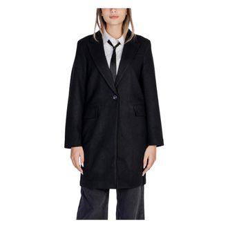 Only Schwarzer Reverskragen Knopfmantel - - Coats - Damen - Schwarzk - XL
