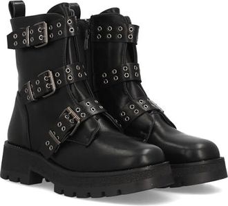 Shoes & Blues Bottines pour femme avec semelle plateforme, orn&eacute;es de plusieurs bandes d&eacute;coratives avec boucles et clous m&eacute;talliques, avec fermeture &agrave; glissi&egrave;re. Id&eacute;