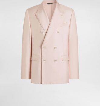 Dolce & Gabbana Jacke Sicilia Light Aus Seidentwill Mit Zweireihiger Knopfleiste - Mann Anz&uuml;ge Und Blazer Rosa 56