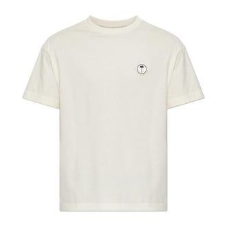 Palm Angels Baumwoll-T-Shirt mit aufgesticktem Logo - - Tops - Herren - Wei&szlig; - L