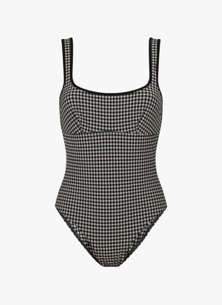 D Nu D Maillot de bain une pi&egrave;ce &agrave; carreaux et d&eacute;collet&eacute; arrondi