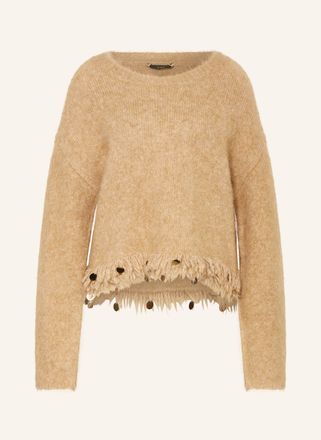Oui Pullover Mit Alpaka Und Pailletten beige