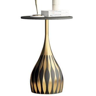 Generic Moderner Nachttisch, Kleiner runder Beistelltisch mit Sockel, runder Couchtisch f&uuml;r Wohn- und Schlafzimmer, dekorativer Nachttisch mit Metallgestell